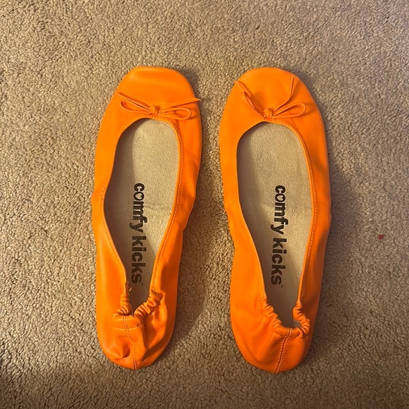 comfy kicks | Shoes | Comfy Kicks Neon Orange Ballet Flats With Carry ...